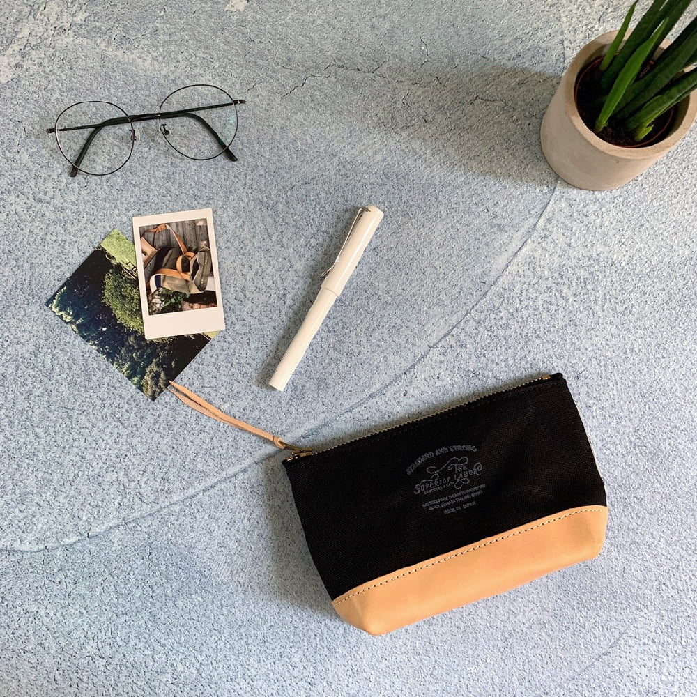 [TSL] Engineer Pouch // Black canvas w/nude leather – Baum-kuchen