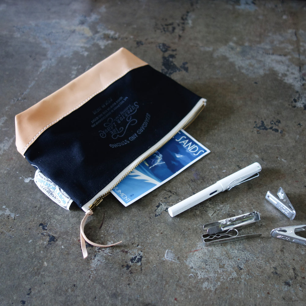 [TSL] Engineer Pouch // Black canvas w/nude leather – Baum-kuchen